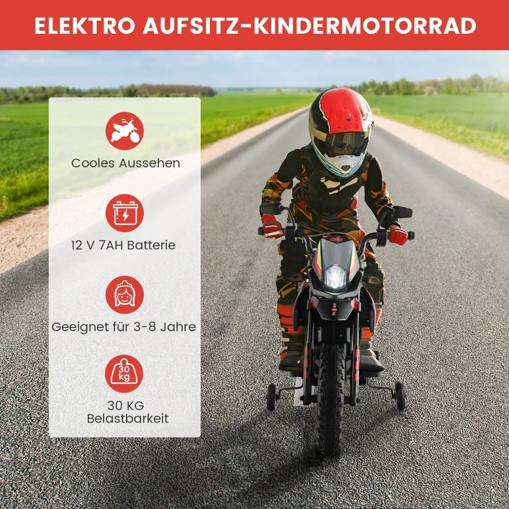 Costway 12 V Dětská elektromotocykl s tréninkovými koly licencovaná