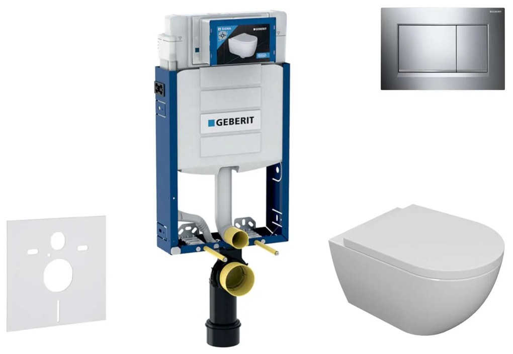 Geberit Kombifix - Set předstěnové instalace, klozetu Oudee a sedátka softclose, tlačítko Sigma20, chrom SANI15CA1101