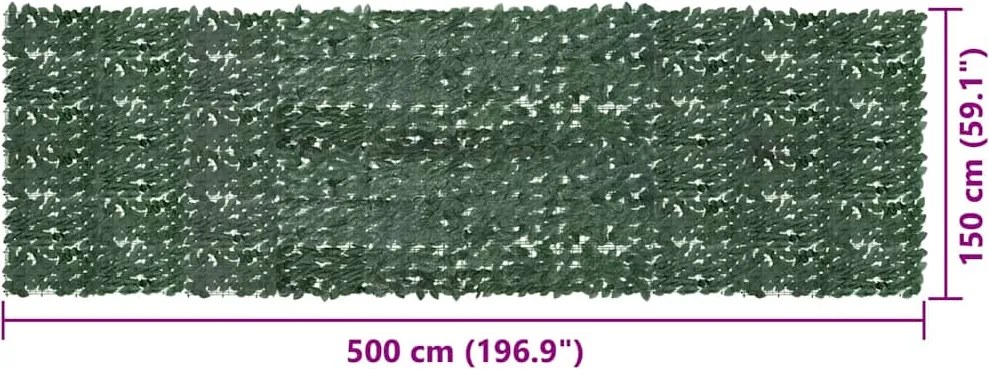 Balkónová zástěna s tmavě zelenými listy 500 x 150 cm 315493