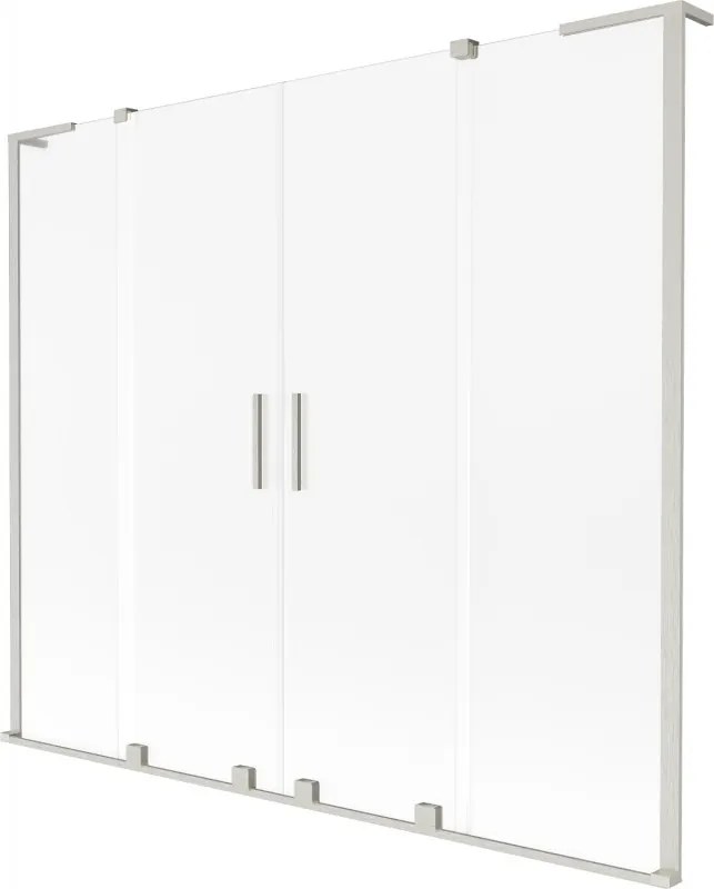 Mexen Velar L Duo, 2-křídlová posuvná vanová zástěna 170 x 150 cm, 8mm sklo námraza, broušená ocel, 896-170-003-32-97