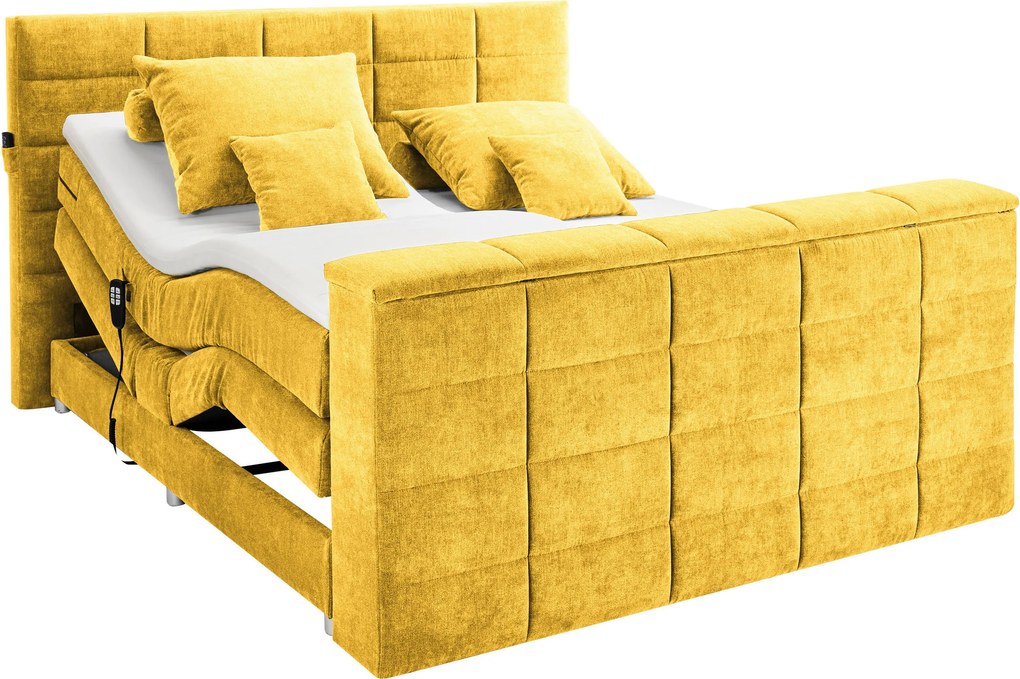XXXLutz POSTEL BOXSPRING, 180/200 cm, žlutá Carryhome - Manželské postele - 002220044909