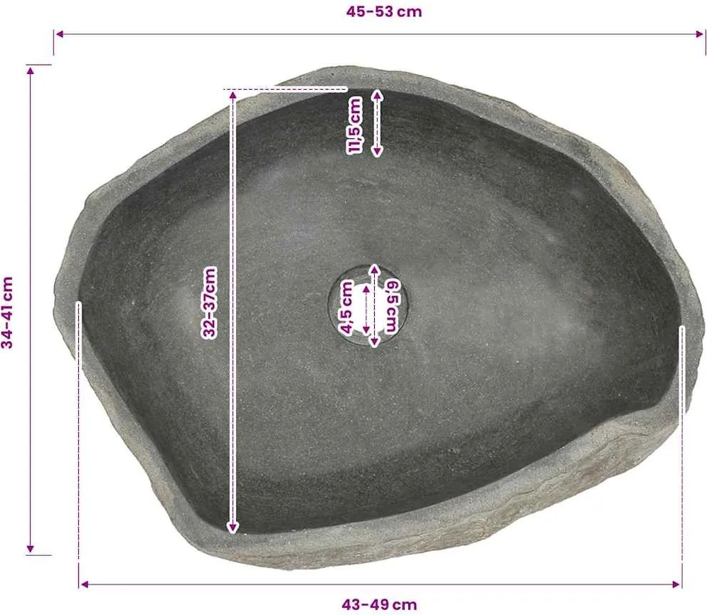 Umyvadlo říční kámen oválné (45–53) x (34–41) cm 146214