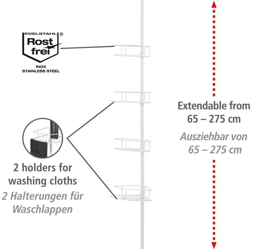 WENKO 26015100 - Rohová police DOLCEDO 31x230 cm nerez/bílá