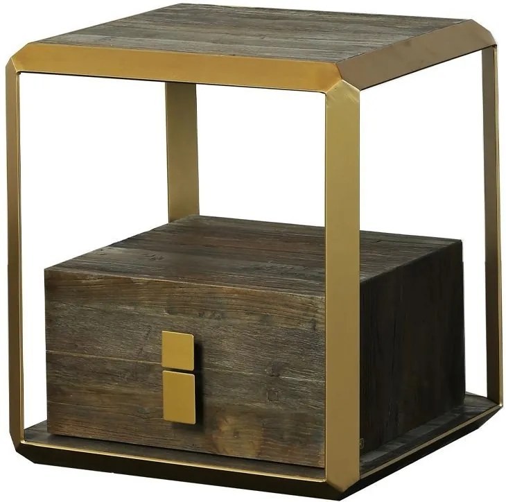 Kovovo-dřevěný odkládací stolek Avenue - 55*55*60cm