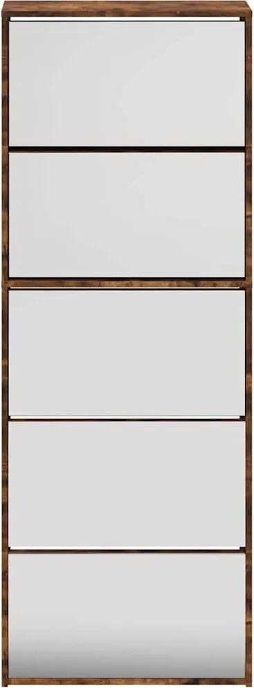 Botník se zrcadlem 5patrový kouřový dub 63 x 17 x 169,5 cm 3228283