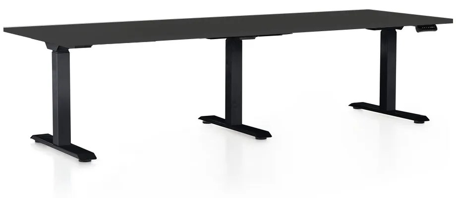 Výškově nastavitelný stůl OfficeTech Long, 240 x 80 cm, černá podnož, černá