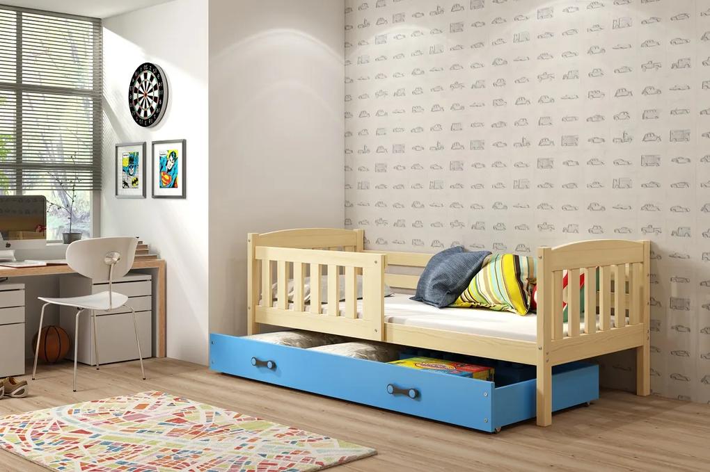 BMS Group Dětská postel s úložným prostorem KUBUS borovice Velikost postele: 190x80 cm, Barva šuplíku: Růžová