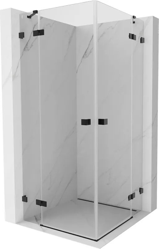 Mexen Lunar Duo, výklopný sprchový kout 115 x 115 cm, 8mm čiré sklo, černý profil, 834-115L-115P-70-00
