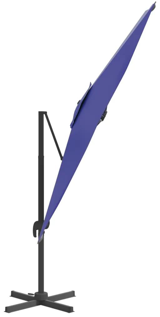 Konzolový slunečník s LED azurově modrý 400 x 300 cm,  319932