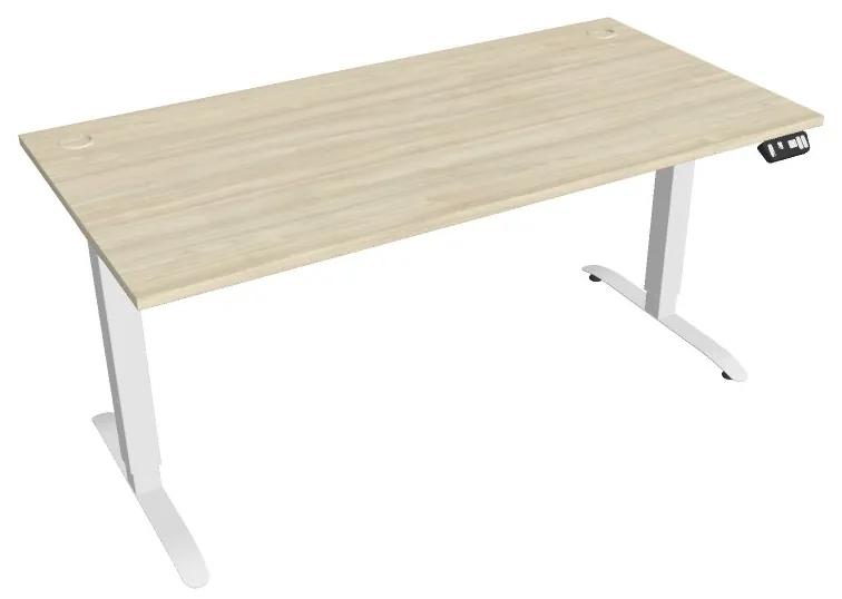 Elektr. nastavitelný stůl 160x80 s pamětí - HOBIS MOTION MS 2M 1600 Dekor stolové desky: akát, Barva kovové podnože: bílá