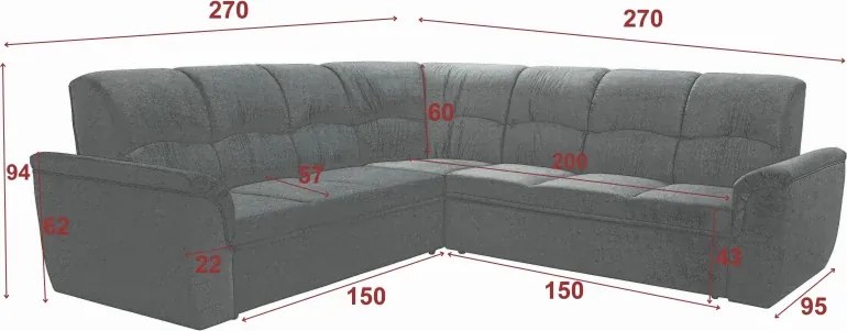 Rohová sedací souprava MAX, růže+hnědá (3995/105+2050/11)