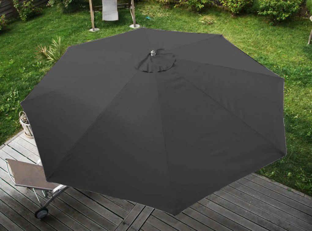 Slunečník Florida Ø 3,5m - polyester/dřevo - antracit