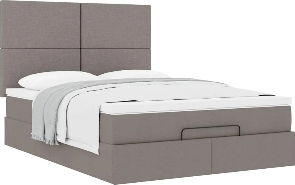 Osmanský rám postele s matrací taupe 140x200cm textil 3313082