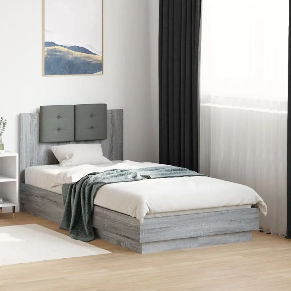 Rám postele s čelem šedý sonoma 75 x 190 cm kompozitní dřevo 3209980