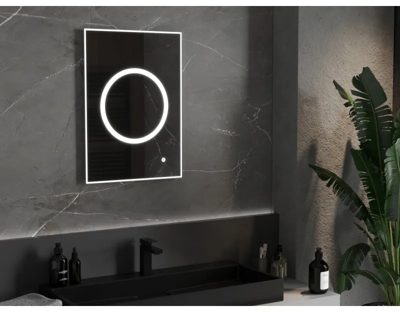 Mexen Koga, LED koupelnové zrcadlo s podsvícením 50 x 70 cm, 6000K, ochrana proti zamlžování, 9821-050-070-611-00