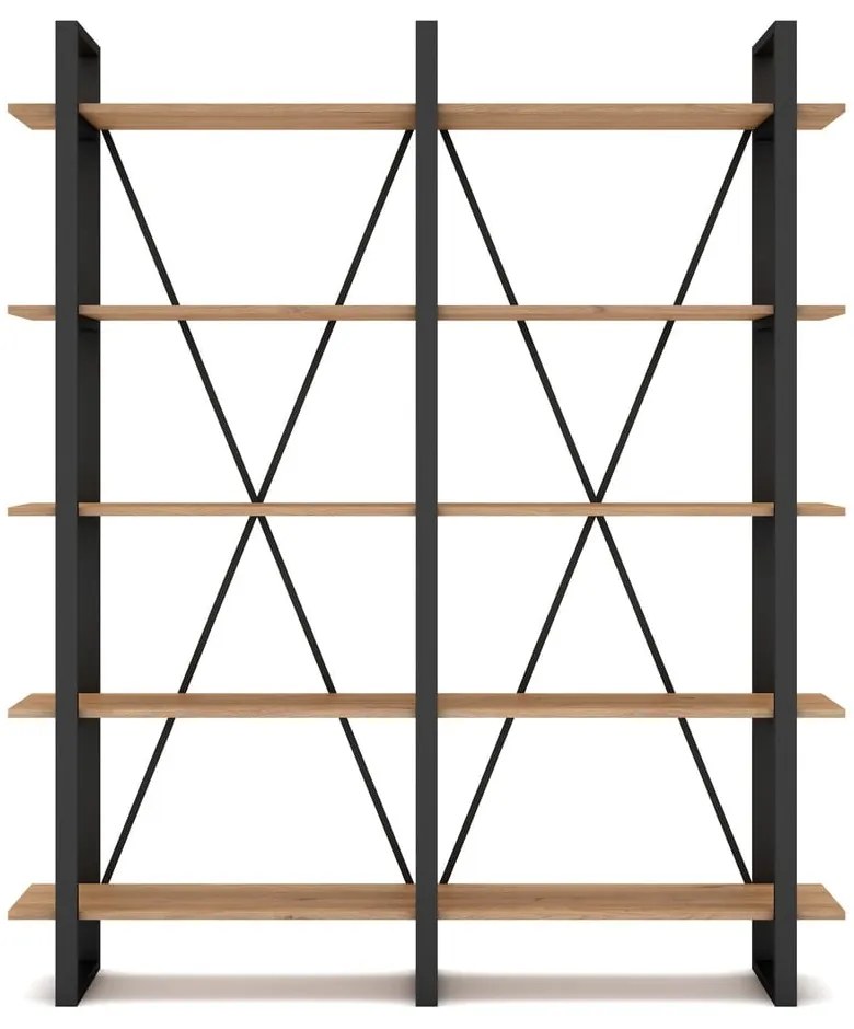 Černý/přírodní regál v dekoru dubu 150x180 cm Aviva – Marckeric