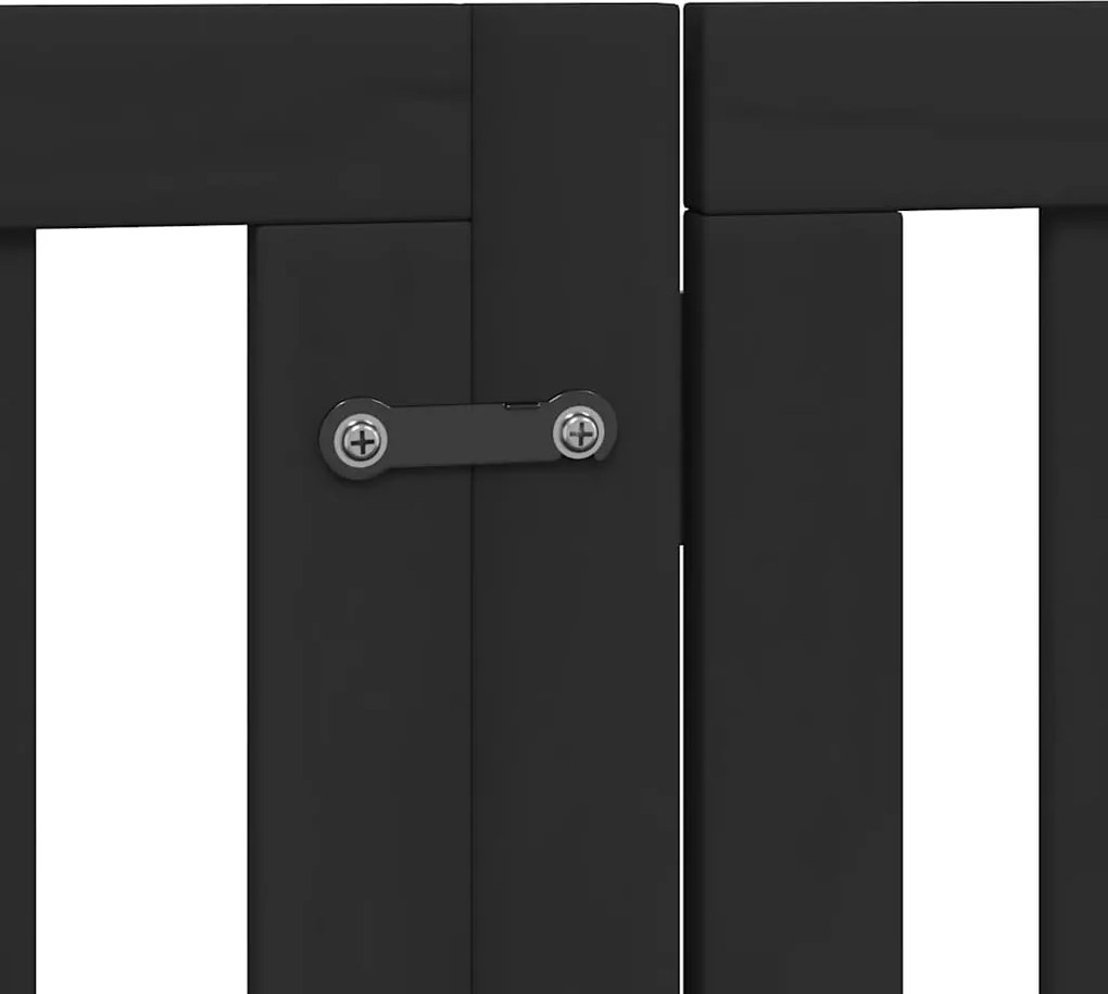 Zábrana pro psy s dvířky skládací 9 panelů černá 450 cm topol 3155656