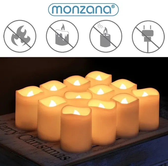 Monzana LED voskové svíčky 12 ks s dálkovým ovládáním 107579