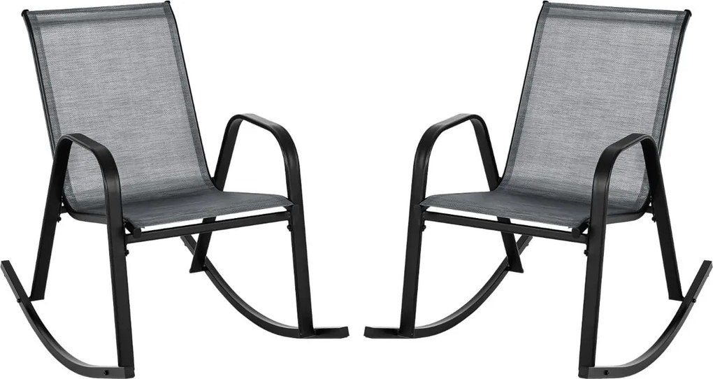 Costway Sada 2 houpacích křesel s prodyšným látkovým sedákem Ergonomická – šedá