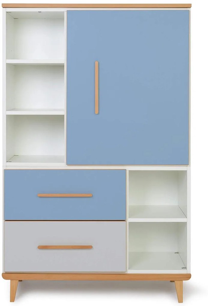 De Breuyn Dětská šatní skříň DeBreuyn Nado 147 cm | modrá, šedá