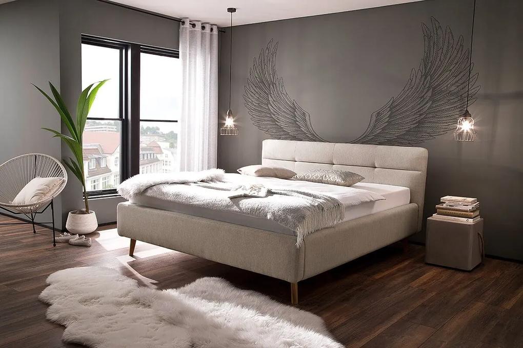 Čalouněná postel anika s úložným prostorem 160 x 200 béžová MUZZA