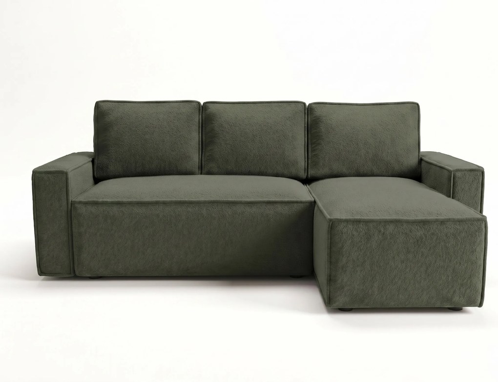 Rozkládací oboustranná sedací souprava do L SMART BOUCLE 232x143 cm, tmavě zelená