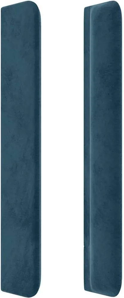 Čelo postele s LED tmavě modré 147 x 16 x 118/128 cm samet 3124338