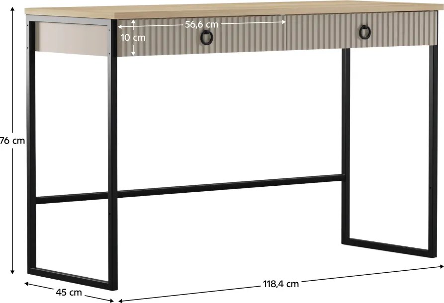 Kondela Toaletní stolek, šedohnědá Taupe/dub silverjack, DOMCA 2S