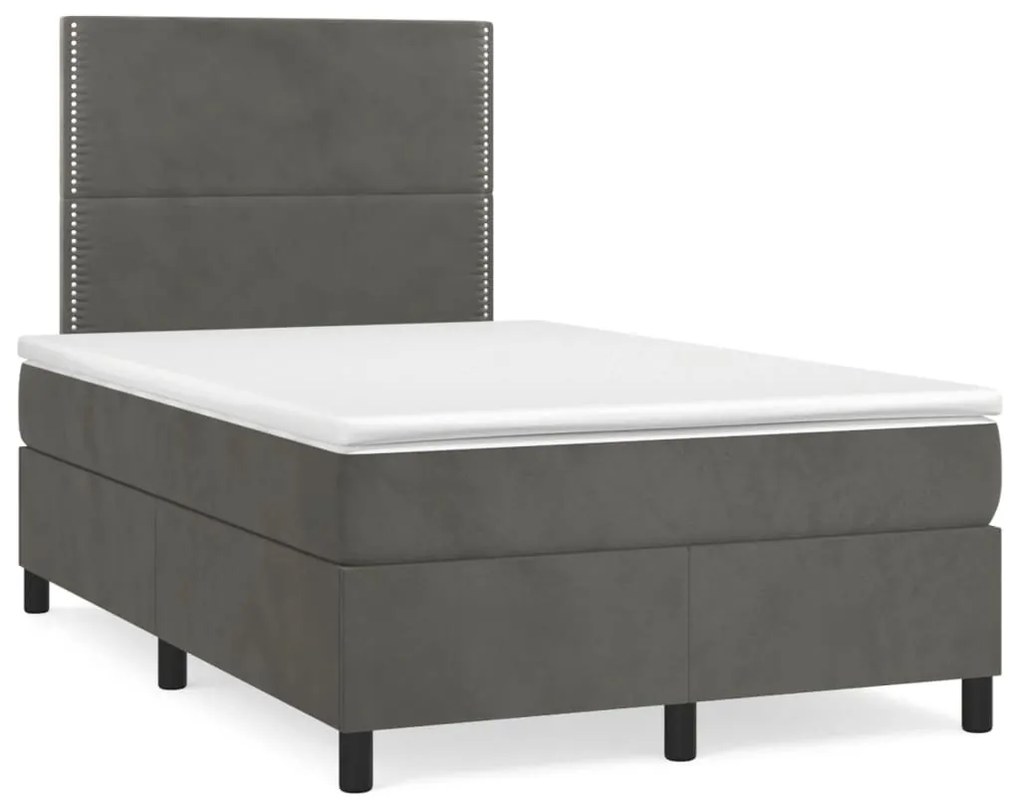 Box spring postel s matrací a LED tmavě šedá 120 x 190 cm samet 3270306