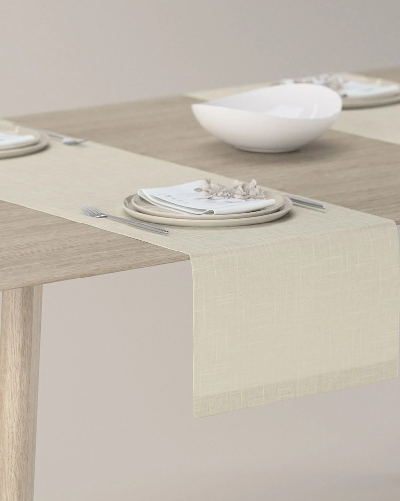Stolní běhoun barva krémová látka poloprůhledná, pletený vzor