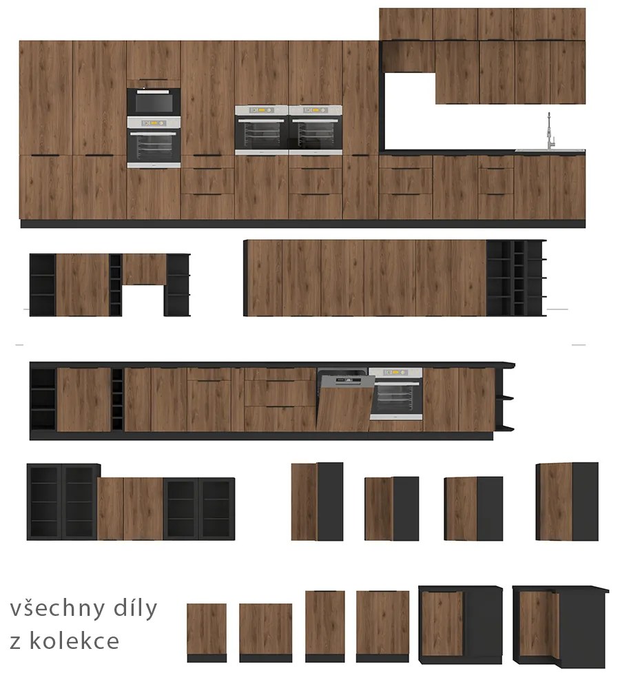 MONZA o | vysoká skříňka 60 DPM-210 2F na vestavnou troubu a mikrovlnku | 60 cm | UNI dvířka | okapi