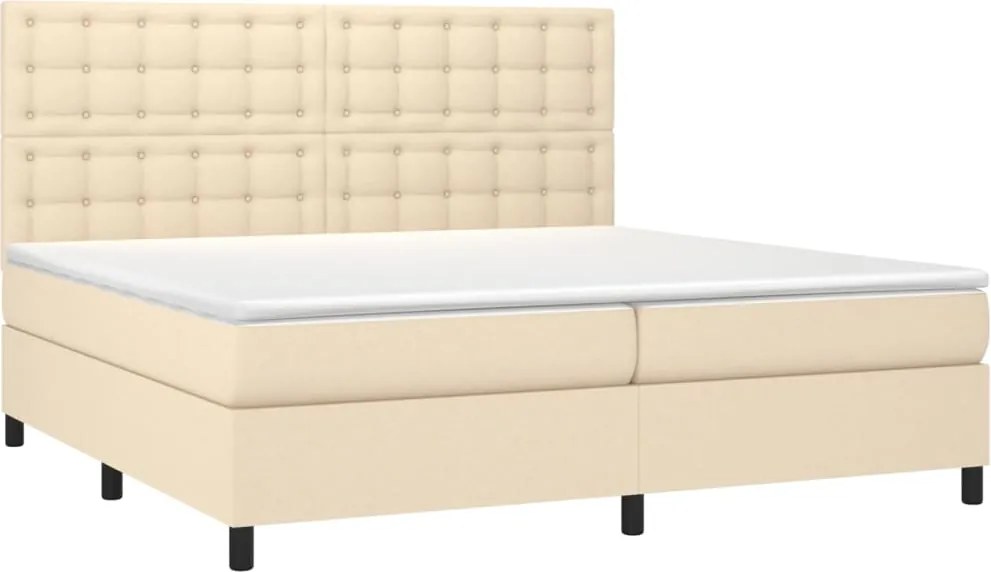 Box spring postel s matrací krémová 200x200 cm textil 3142126