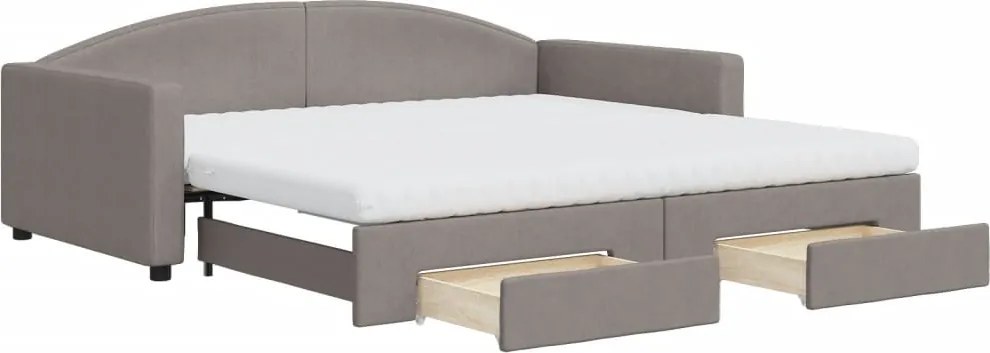 Válenda s přistýlkou a zásuvkami taupe 100 x 200 cm textil 3197250