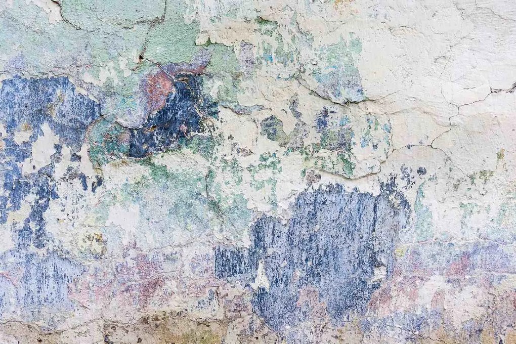 DIMEX | Samolepicí vliesová fototapeta na zeď Špinavá modrá zeď MA-5-2423 | 375 x 250 cm | zelená, modrá, bílá