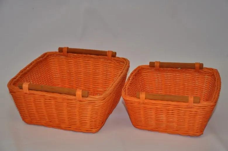 Ratanový košík set 2 varianta oranžová