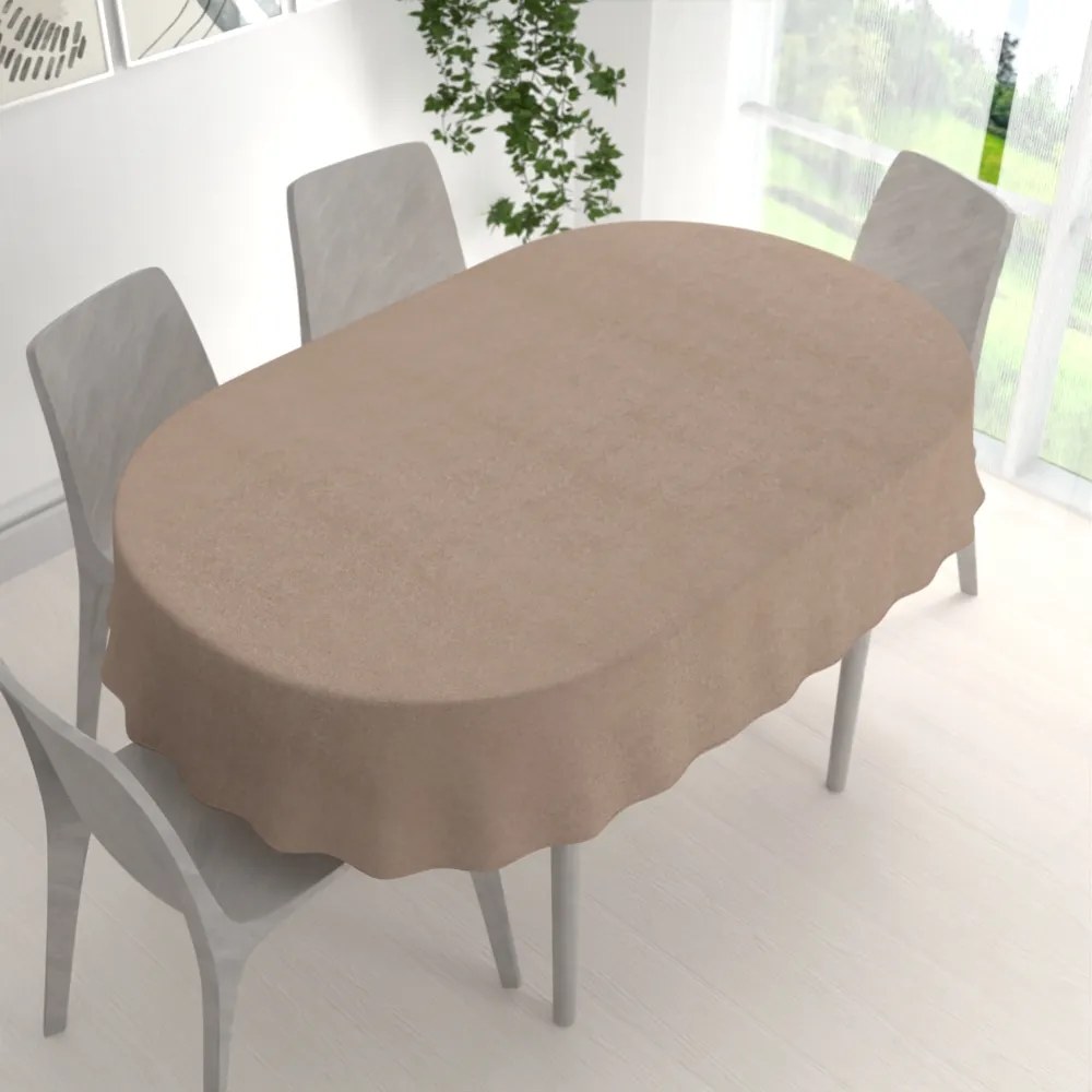 Biante Oválný ubrus/imitace broušené kůže Alcantara ALC-006 Béžový 120x180 cm