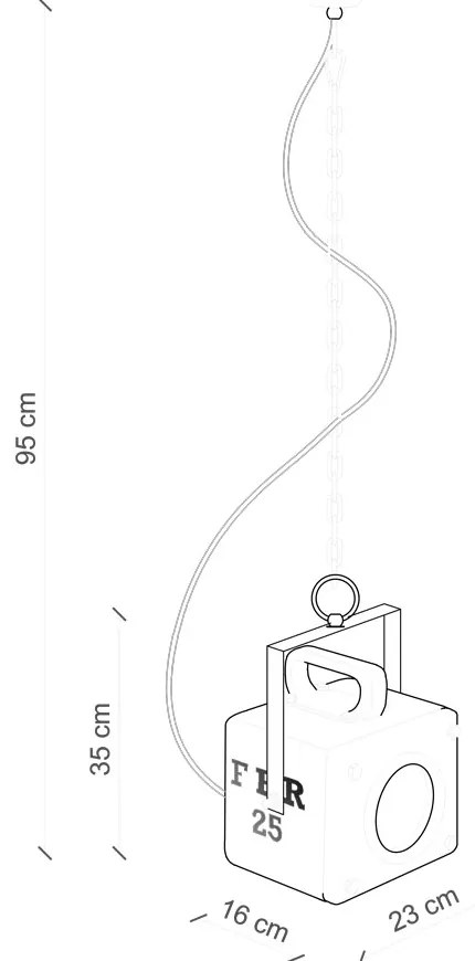 Ferroluce Závěsné retro svítidlo INDUSTRIAL, v. 35 cm, 1xE27 Barva: Černá