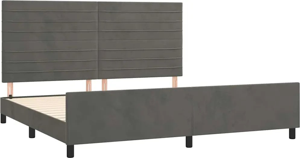Rám postele bez matrace tmavě šedý 200 x 200 cm samet 3125837