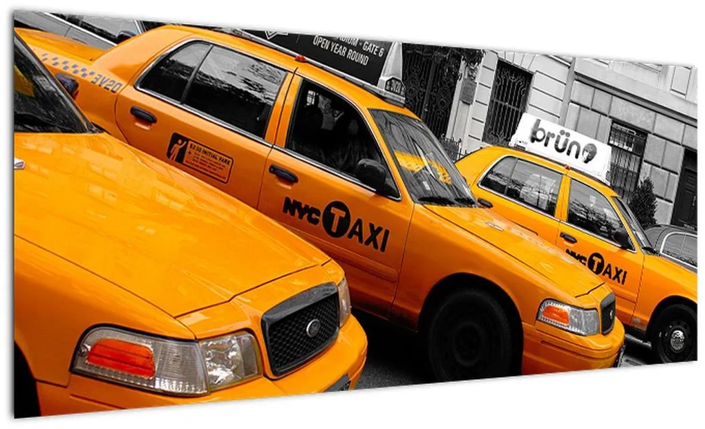 Žluté taxi - obraz (100x40cm)