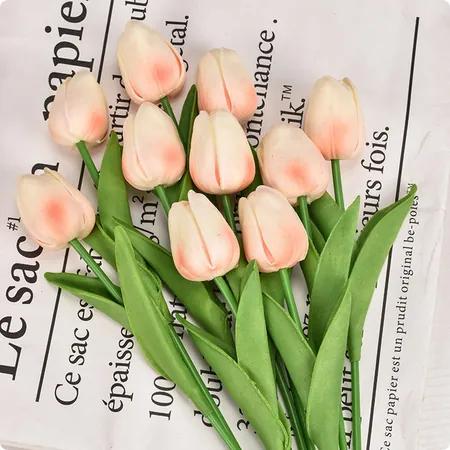 Bytová dekorace - kytice umělých tulipánů - 5 kusů Balení: 5 ks, Barvy: 13 meruňková
