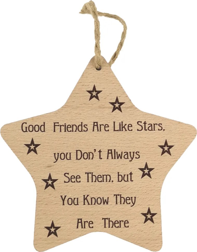 AMADEA Dřevěná dekorace hvězda Good Friends Are Like Stars ..16cm