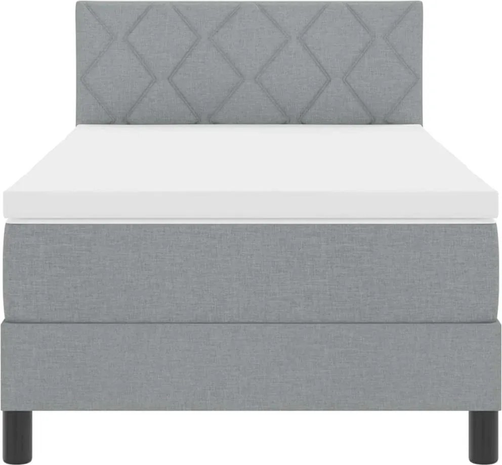 Postel s boxspringem s čelo Světle šedá 90 x 200 cm textil 3338734