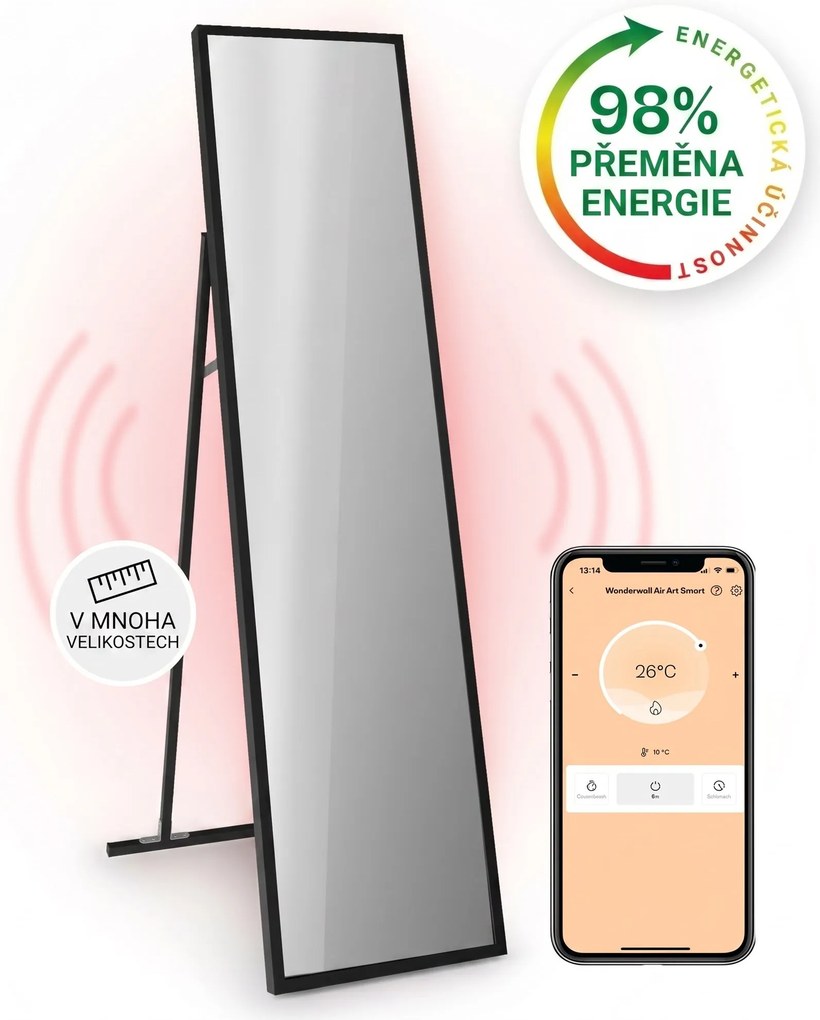 Klarstein La Palma 900, infračervený ohřívač 2 v 1, smart, 40 x 160 cm, 900 W, zrcadlová přední strana