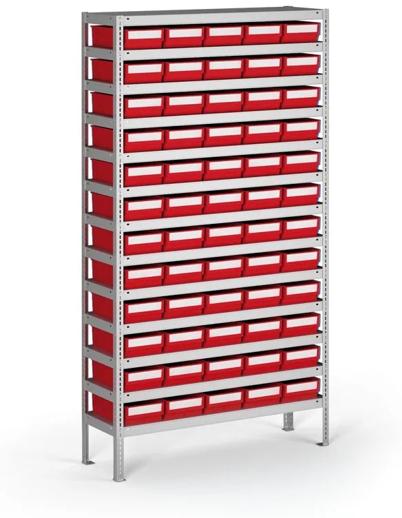 Regál s plastovými boxy ShelfBox, 2000 x 1000 x 500 mm, 60x box F