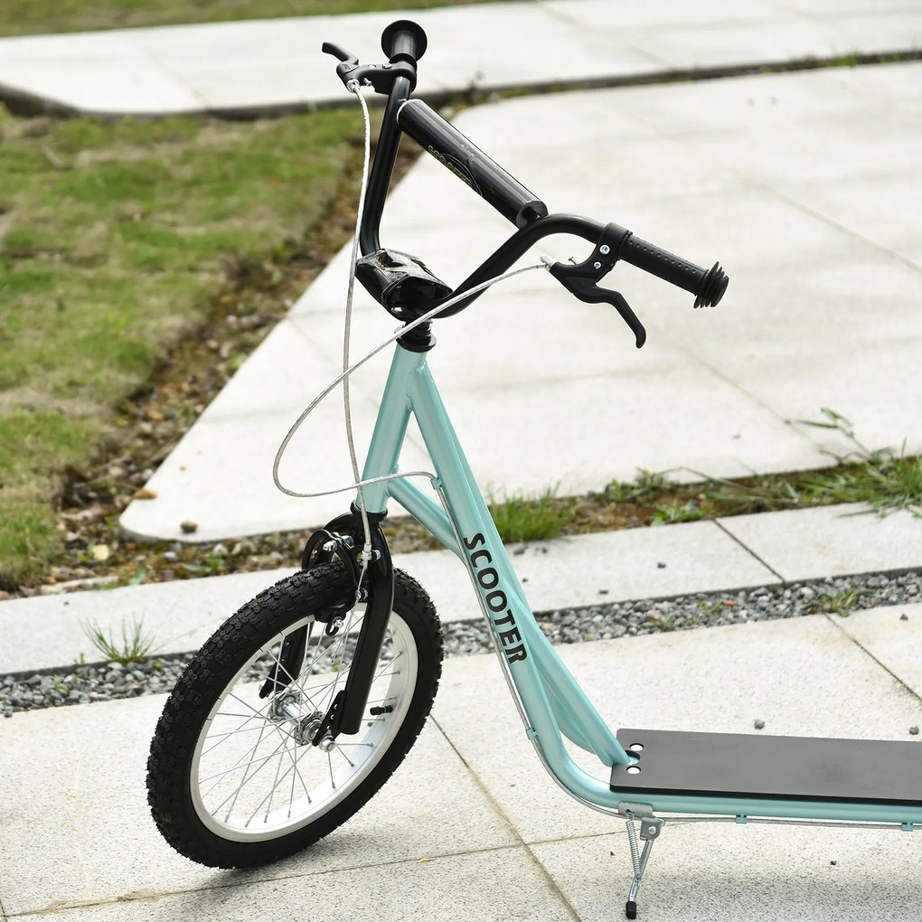 HOMCOM Dětská koloběžka Scooter Skládací koloběžka s pneumatikami a ruční brzdou, městská koloběžka, dobrodružství pro děti od 5 let, 16 palců