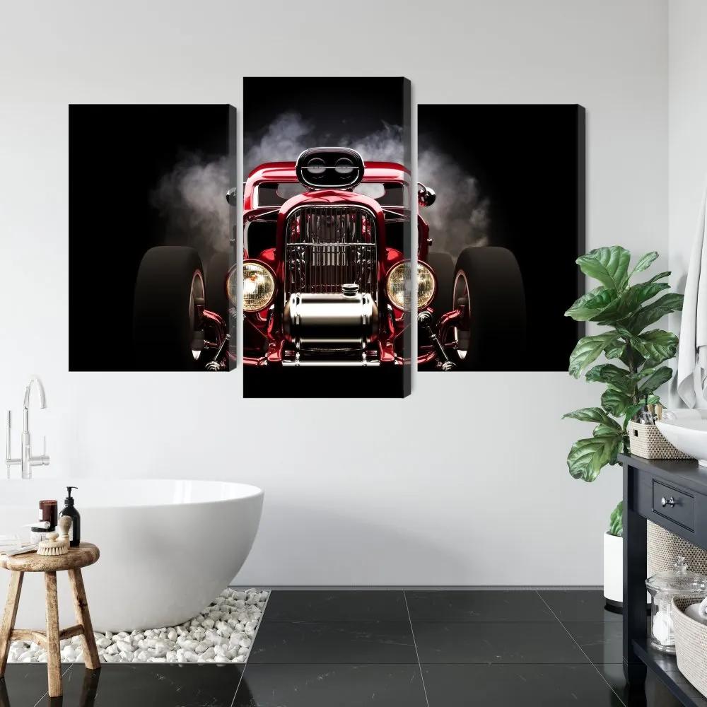 Vícedílný obraz Hot Rod Auto Na Pozadí Kouře Nedostatek Nedostatek Plátno Canvas 180x120