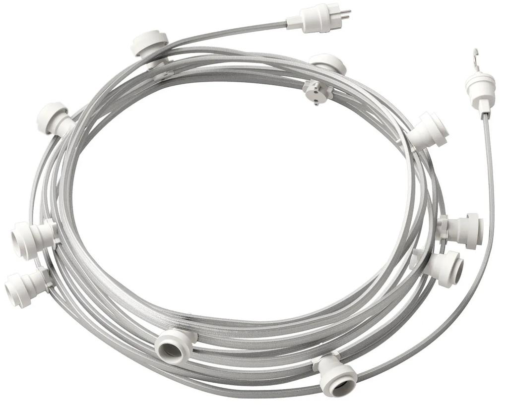 creative cables Hotový světelný řetěz LUMET 12,5 m je sestavený z 10 bílých objímek, háčku a zástrčky Barva kabelu: Bílo-černá - CZ04