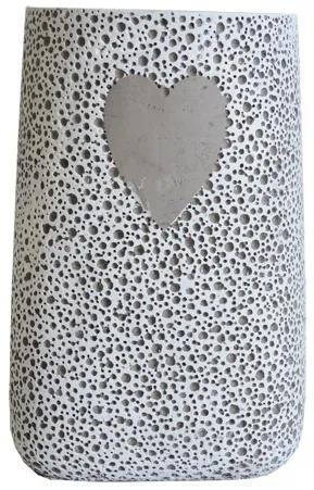 Váza Stardeco cementová se srdcem 24x16cm