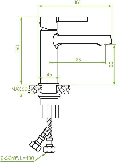 Laveo Alita, umyvadlová baterie h-150, černá matná, LAV-BVA_722D