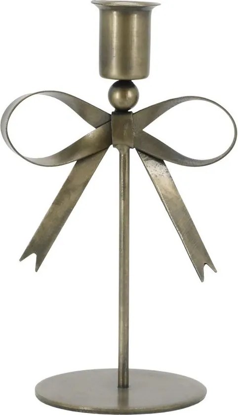 Mosazný antik svícen s mašlí Bow Antique – 10,5*7,5*18 cm